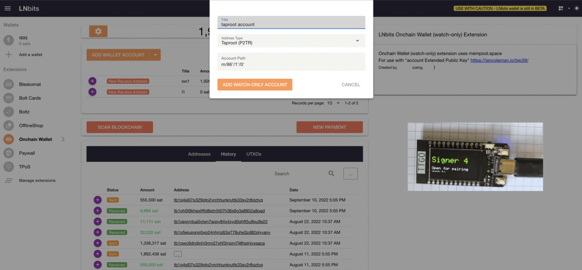 LNBits | Free Open Source Bitcoin Hardware Wallet